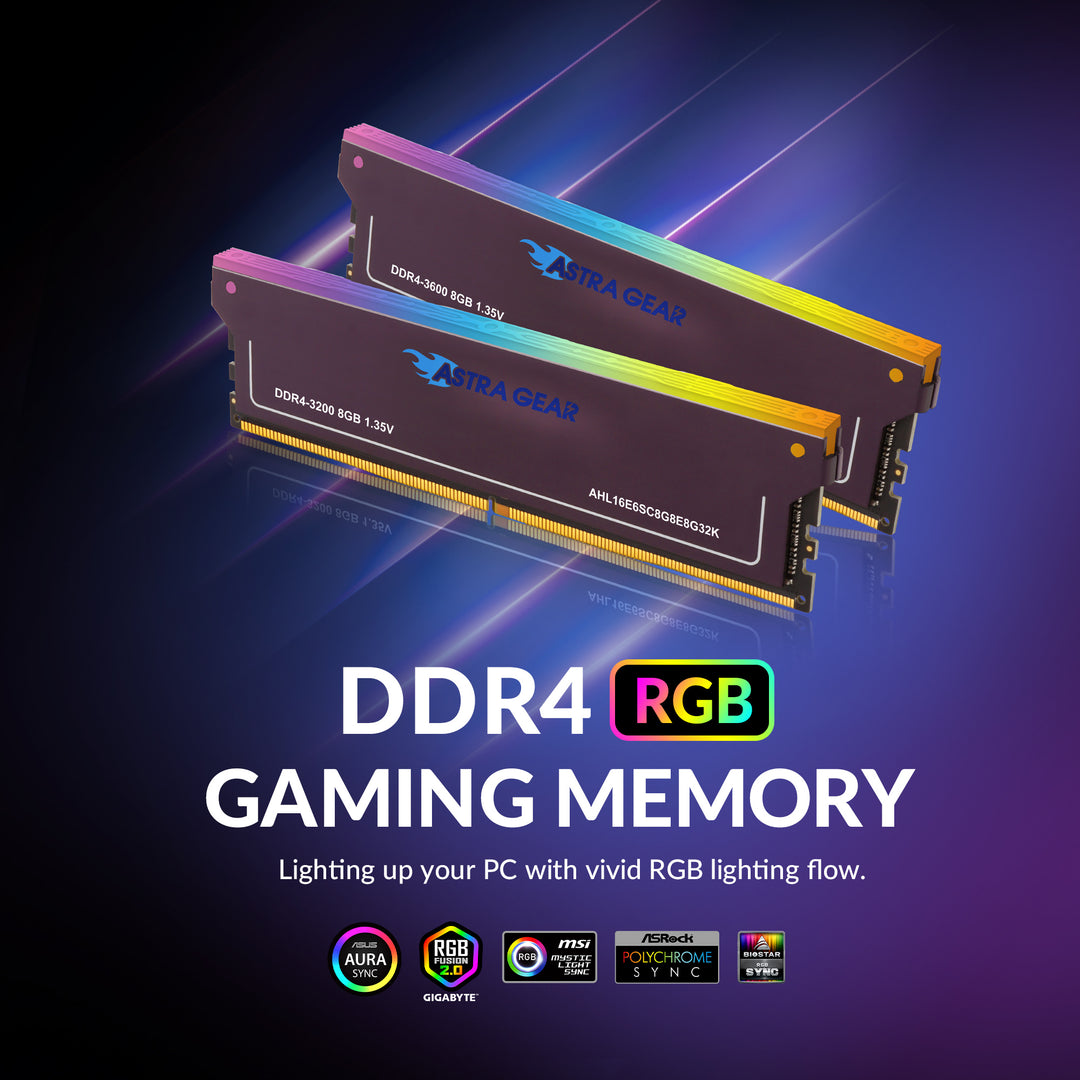 RGB Gaming Memory DDR4 16GB(8GBx2) Desktop U-DIMM RAM | Astra Gear